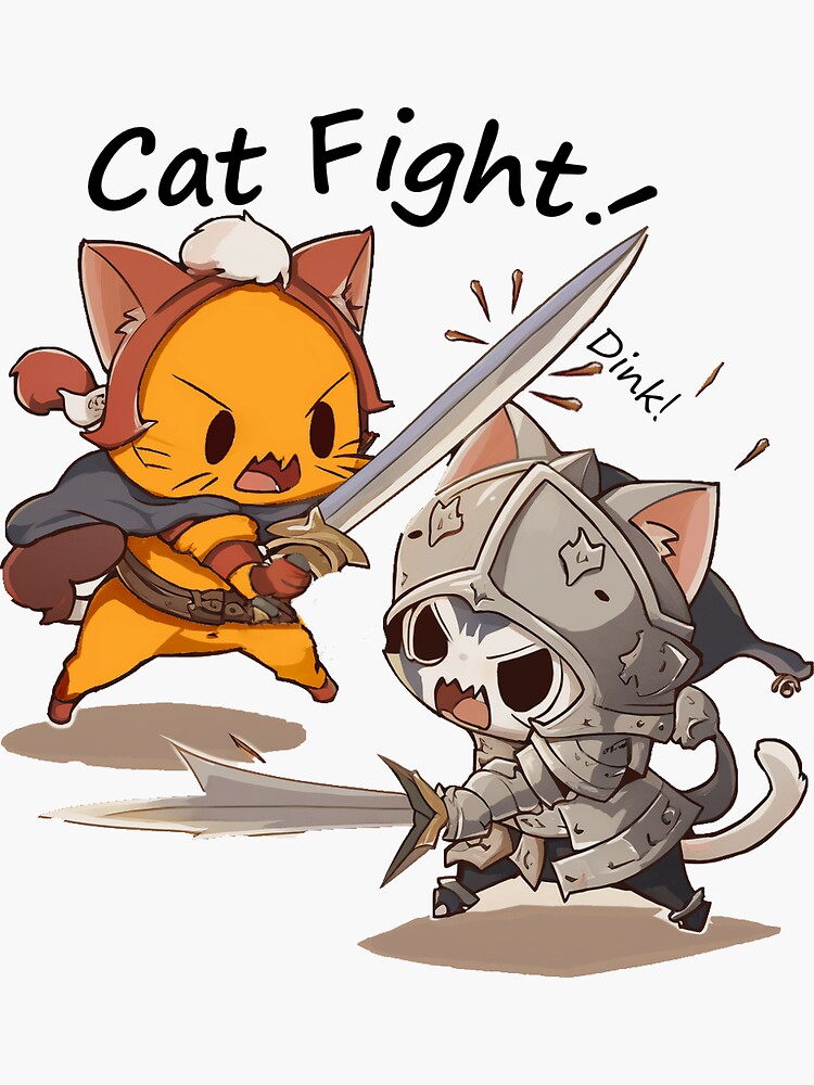 "Chibi cat fight " Sticker for Sale by Mythicc-Designs | Redbubble