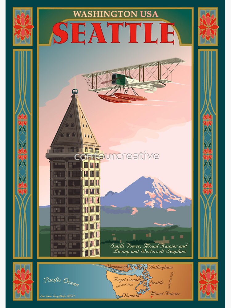 "Seattle Icons" Sticker by contourcreative | Redbubble