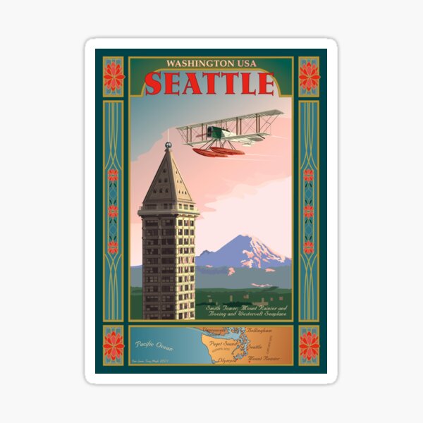 "Seattle Icons" Sticker by contourcreative | Redbubble