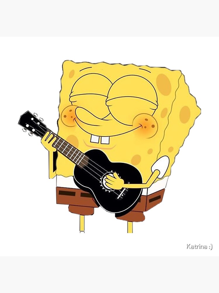 "spongebob playing guitar" Sticker for Sale by katrinabittar | Redbubble