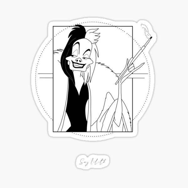 "Villains - Cruella de Vil" Sticker by SoyLilith | Redbubble