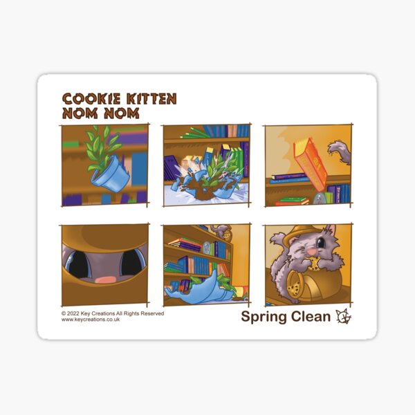 "Cookie Kitten Nom Nom - Spring Clean Comic Strip" Sticker for Sale by ...