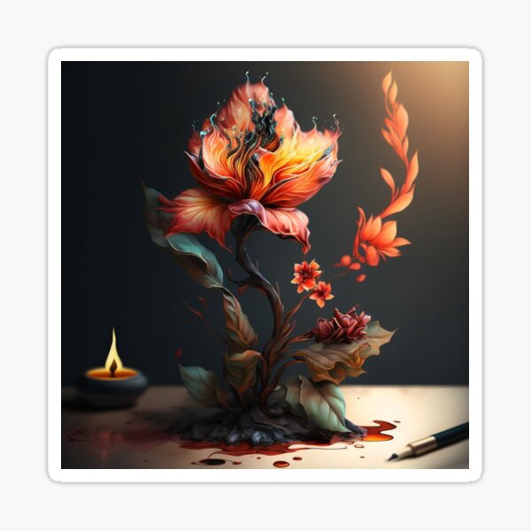 "Japanese Fire Flower " Sticker for Sale by jappel7 | Redbubble
