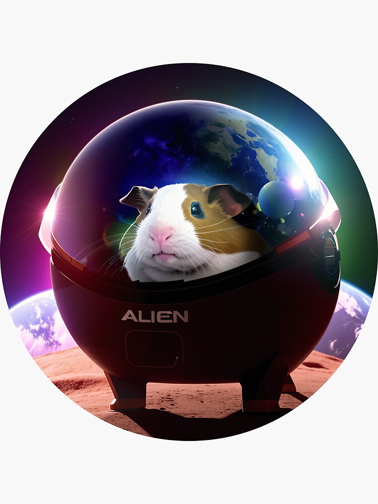 "Adorable Space Guinea Pig in Space Personal Capsule" Sticker for Sale ...
