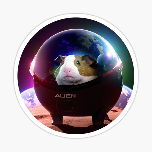 "Adorable Space Guinea Pig in Space Personal Capsule" Sticker for Sale ...