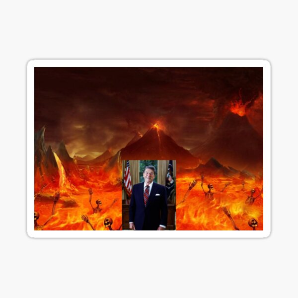 "Ronald Reagan in Hell" Sticker for Sale by SimplifedUS | Redbubble