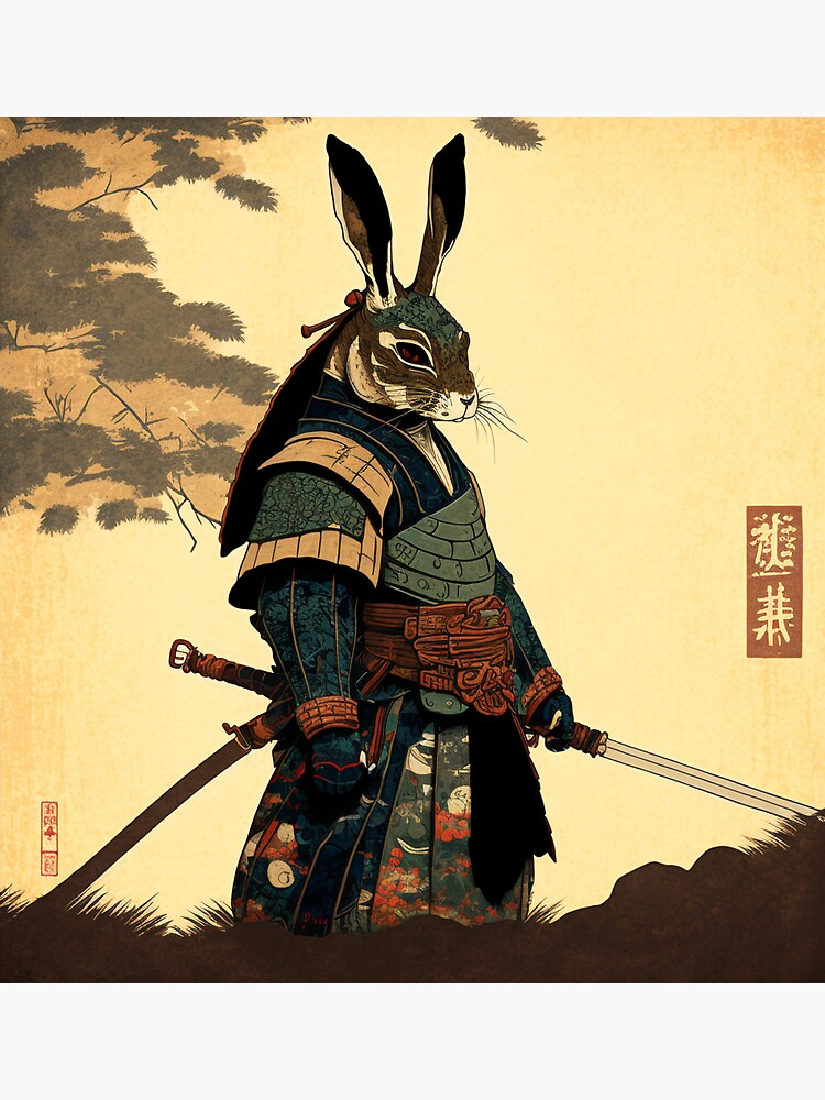 "ukiyo-e Styled Samurai Rabbit" Sticker for Sale by Sabot119 | Redbubble
