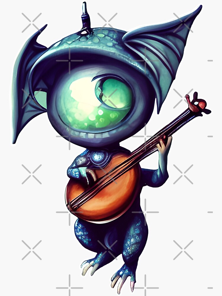 "Musician Cyclops Dragon" Sticker for Sale by Artbellachi | Redbubble