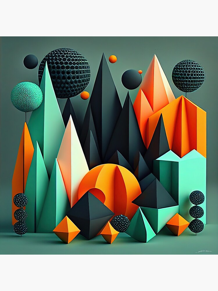 "Contemporary Cubism: A Unique Artwork with Geometric Forms" Sticker ...