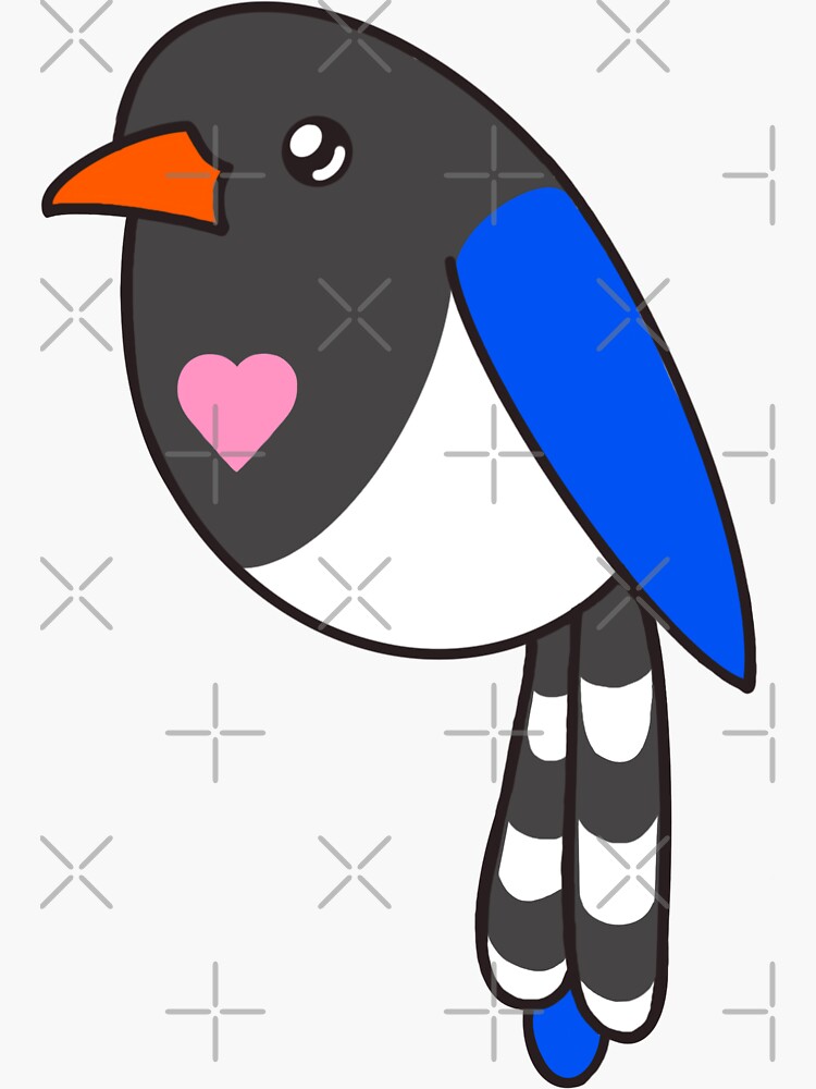 "Red Billed Blue Magpie - I Heart Birds" Sticker for Sale by Architette ...