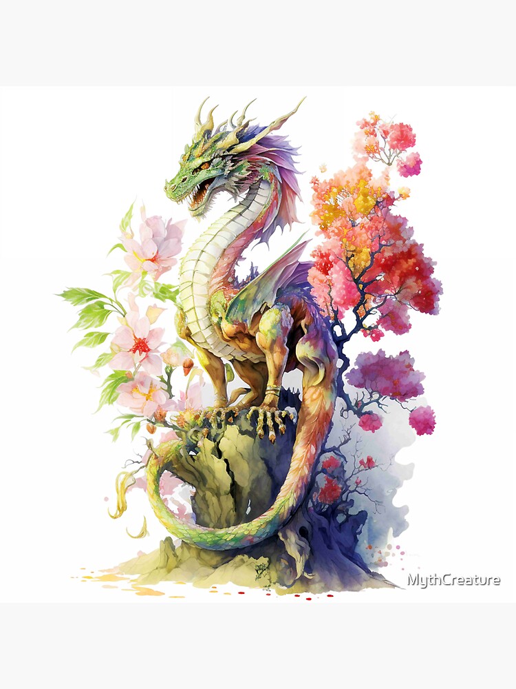 "Spring Dragon art watercolor painting wall decor" Sticker for Sale by ...