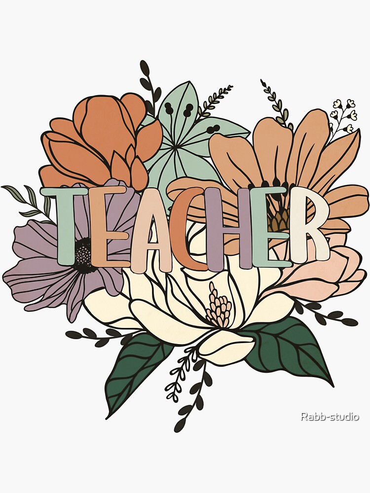 "Teacher pastel color Flowers Bouquet design " Sticker for Sale by Rabb ...