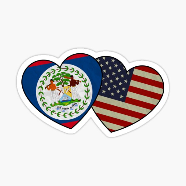 "Belizean American Couple Heart Love Flag Valentines Day" Sticker for ...