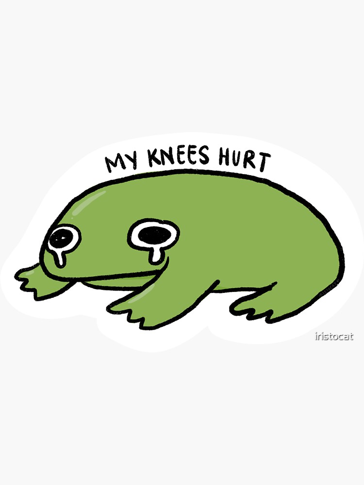 "My Knees Hurts | Crying Green Frog" Sticker for Sale by iristocat ...