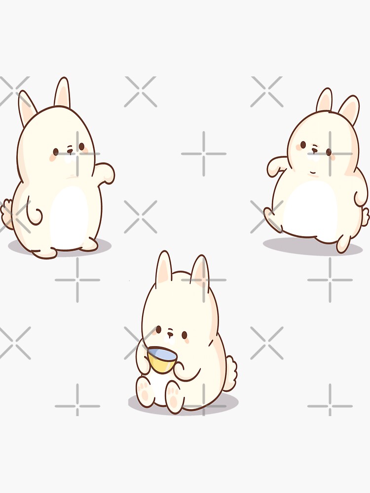"Cute Curious Kawaii Cubby Bunny Sticker Pack" Sticker for Sale by Jovu ...