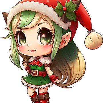 "Merry Chibi Christmas Elf" Sticker for Sale by TheChibiStore | Redbubble