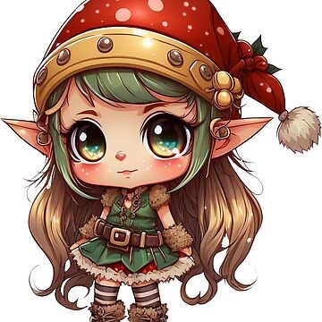 "Chibi Christmas Elf" Sticker for Sale by TheChibiStore | Redbubble