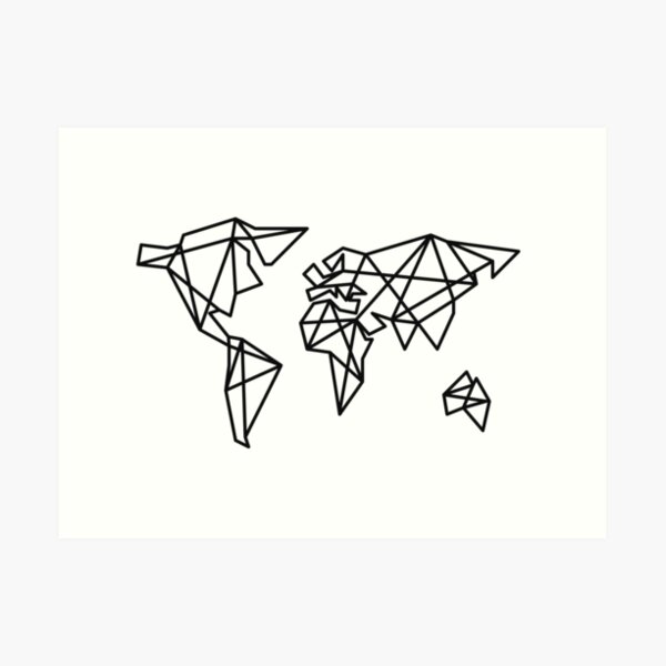 "world map line art" Art Print for Sale by parallelvibes | Redbubble