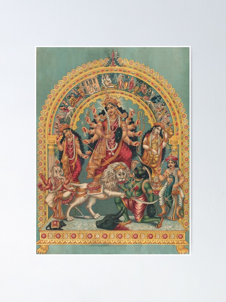 "Shri Durga With Mahisha Trisula Lakshmi Saraswati" Poster for Sale by ...