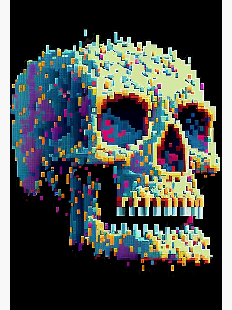 Lámina artística «The Pixel Art Skull: una pieza de arte gráfico ...