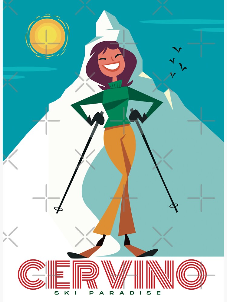 "Cervino ski poster" Sticker for Sale by GAGodel | Redbubble