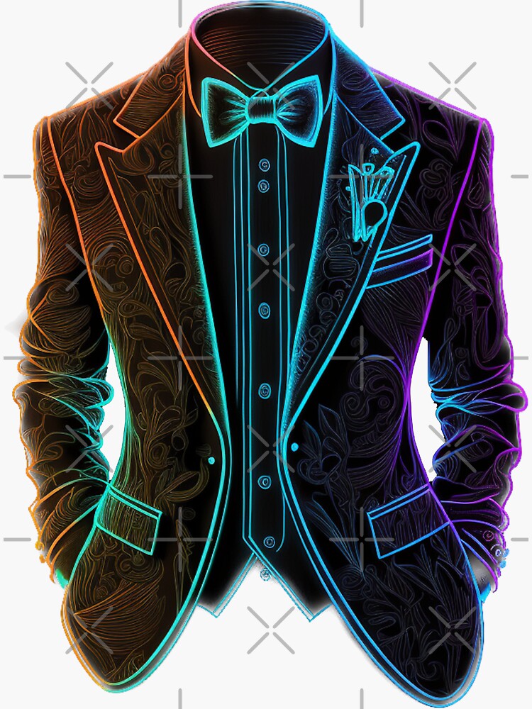 "Neon Tuxedo Chic" Sticker for Sale by PixelPerfectCo | Redbubble