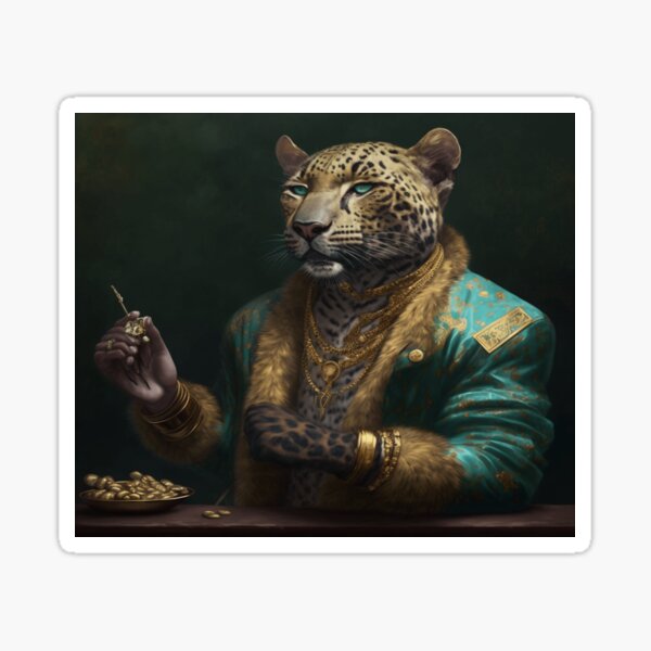 "Golden Mafia Leopard " Sticker for Sale by SD-E-Signs | Redbubble