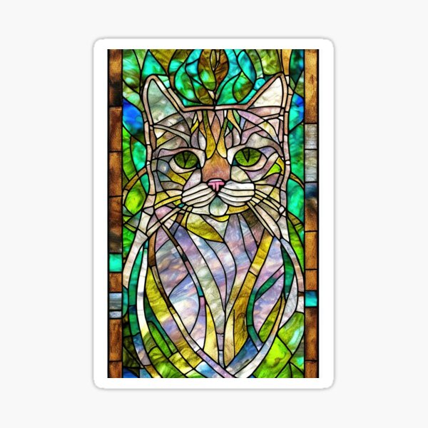 "Gold Cat Stained Glass" Sticker for Sale by Cristina Sigler | Redbubble