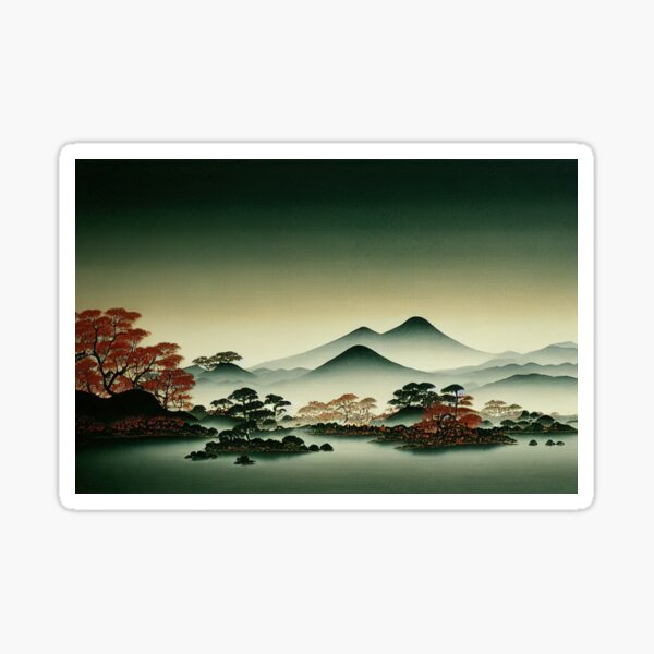 "Japan landscape" Sticker for Sale by Imagier | Redbubble