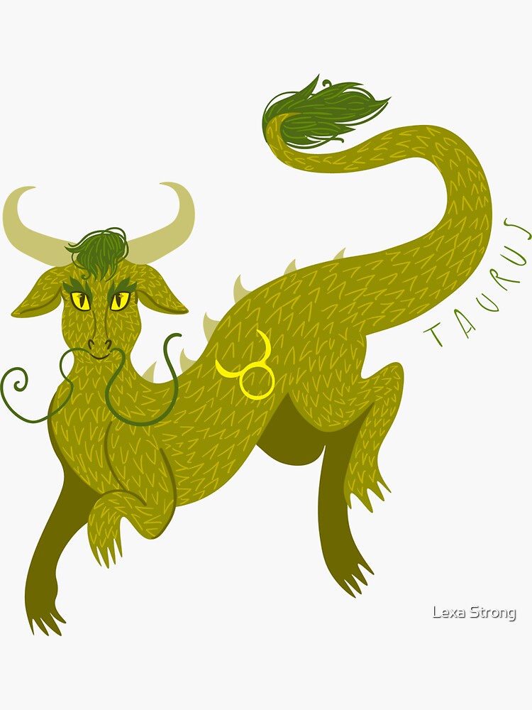 "Taurus Dragon" Sticker by Loopti | Redbubble