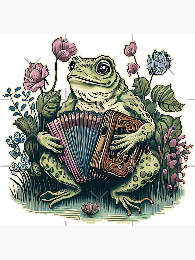 "Cottagecore Frog Playing Accordion, Cottagecore Aesthetics, Frog Lover ...