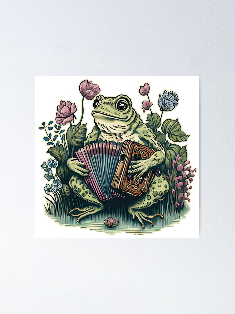 "Cottagecore Frog Playing Accordion, Cottagecore Aesthetics, Frog Lover ...