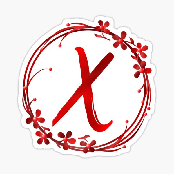 "X initial red flowers monogram - letter X / alphabet x" Sticker for ...