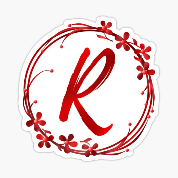 "R initial red flowers monogram - letter R / alphabet r" Sticker for ...