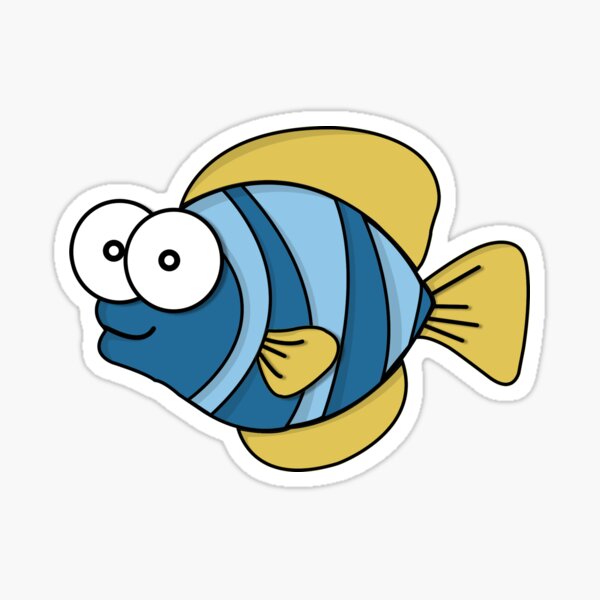 "Big eye blue and yellow fish" Sticker for Sale by fishmenia | Redbubble