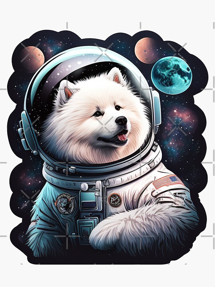 "Samoyed Space cadet Sticker " Sticker for Sale by CosmicCritters ...