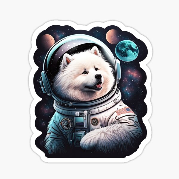"Samoyed Space cadet Sticker " Sticker for Sale by CosmicCritters ...
