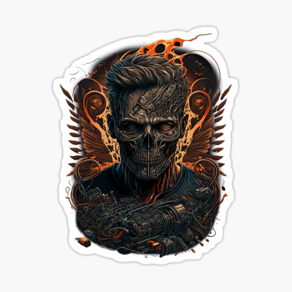 "vintage zombie skull face,mechanic zombie" Sticker for Sale by ...