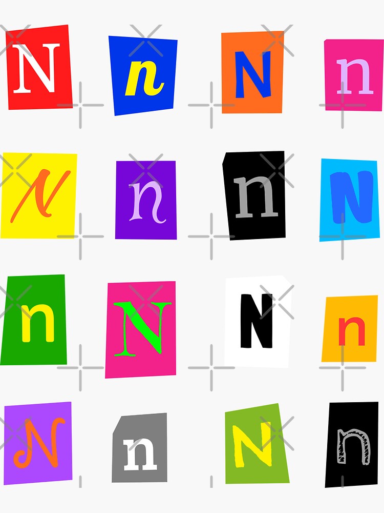 Pegatina for Sale con la obra «Conjunto de letra N recortada de revista ...