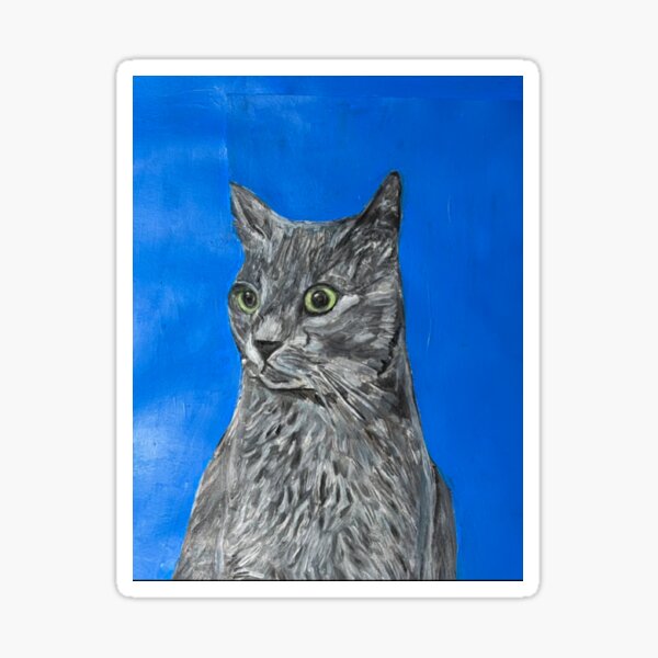 "Russian blue cat painting " Sticker for Sale by Bucklechips | Redbubble