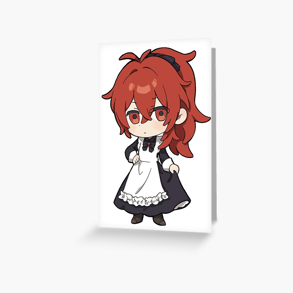 "Diluc Genshin Impact Fanart Diluc Maid Dress Diluc Merch Genshin Merch ...