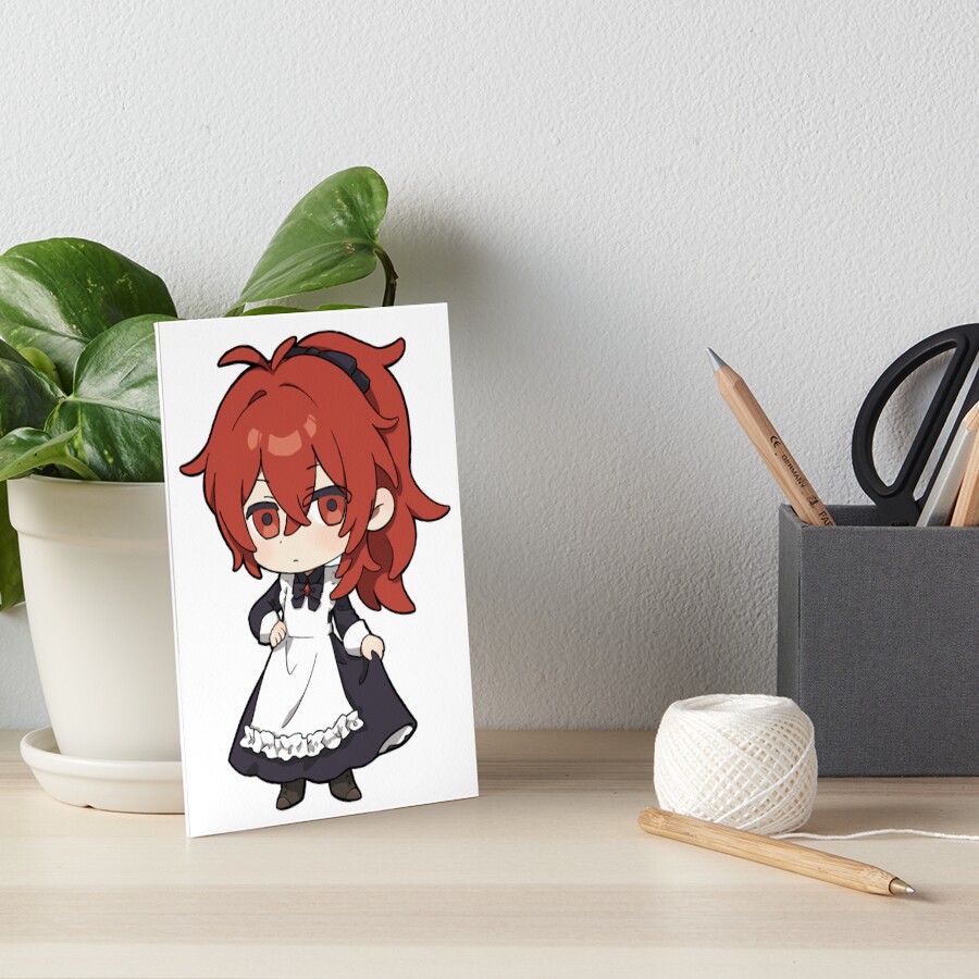 "Diluc Genshin Impact Fanart Diluc Maid Dress Diluc Merch Genshin Merch ...