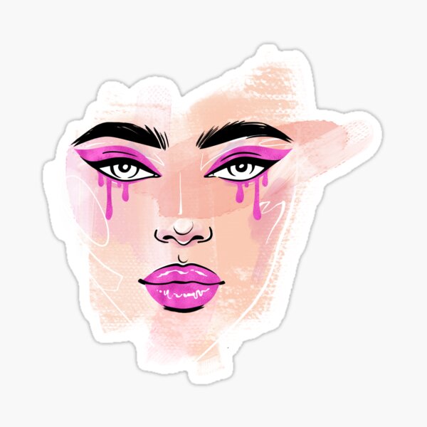 "Mysterious pink-lipped girl" Sticker for Sale by ElLocoMus | Redbubble