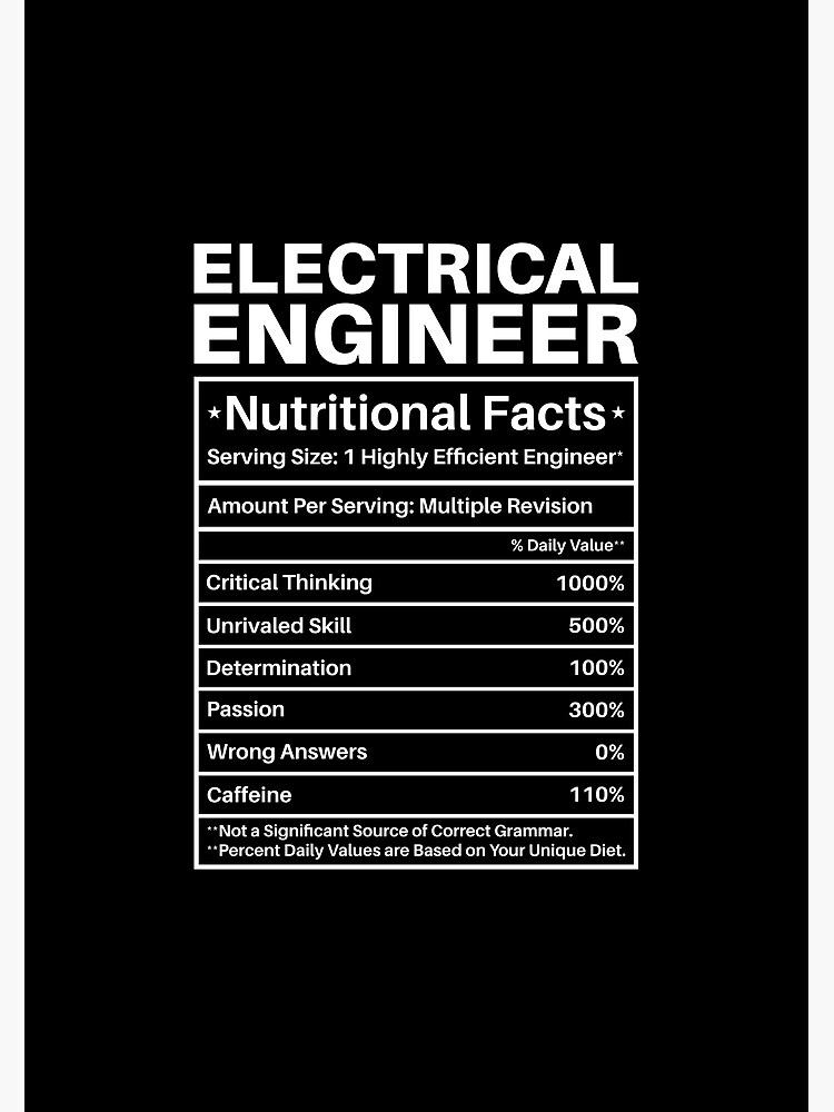 "Electrical Engineer Nutrition Facts Label Funny Electrical Engineering" Art Print for Sale by ...