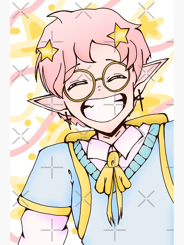 "Smiling elf anime boy (Larger version)" Sticker for Sale by ...