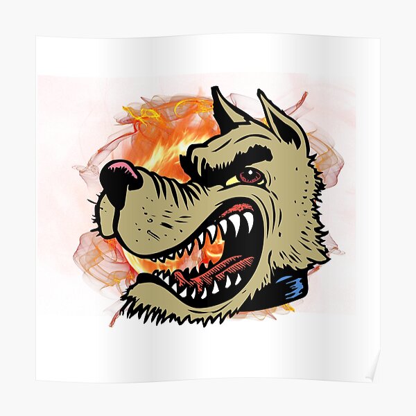 "Dog On Fired Background, Doggo Attack Fire" Poster for Sale by ...