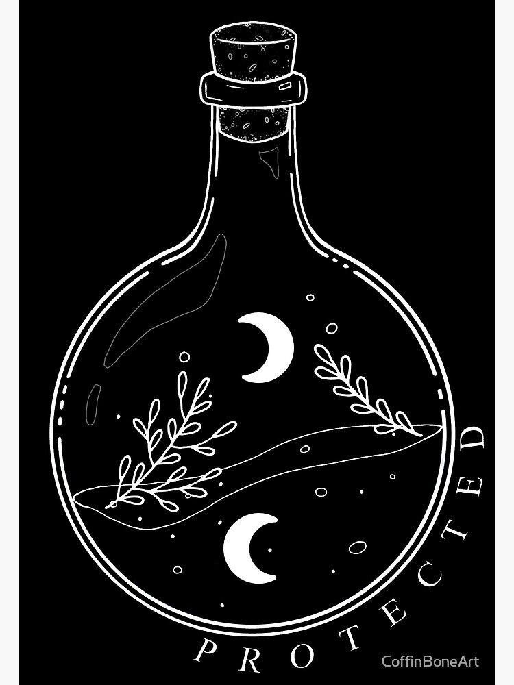 "Spell Bottle (Black ver.) Sticker" Poster for Sale by CoffinBoneArt ...