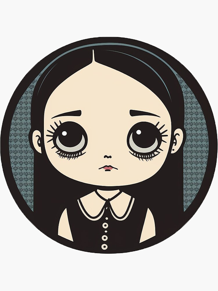 "Cute Wednesday Addams Cartoon Sticker" Sticker for Sale by ...
