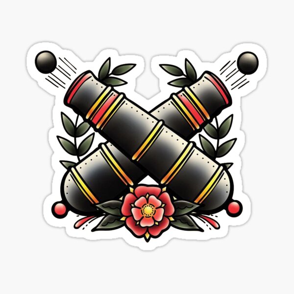 "Traditional Cannon Tattoo" Sticker for Sale by Cesarcali | Redbubble