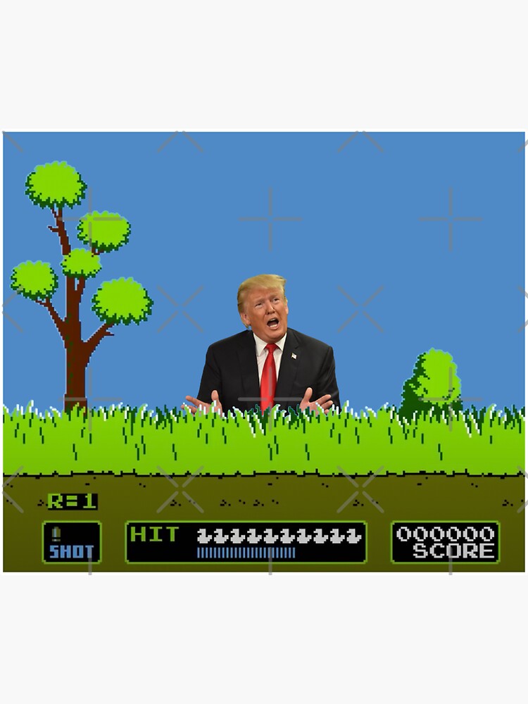 "Trump Duck Hunt Video Game Funny Digital Art" Sticker for Sale by ...